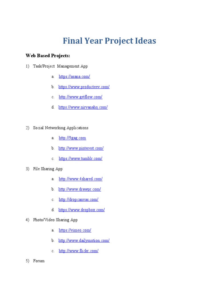 Final Year Project Ideas: Web Based Projects | PDF | Web Application ...