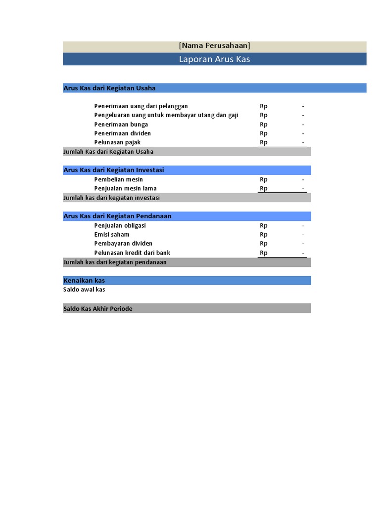 Template Arus Kas | PDF | Dividend | Loans