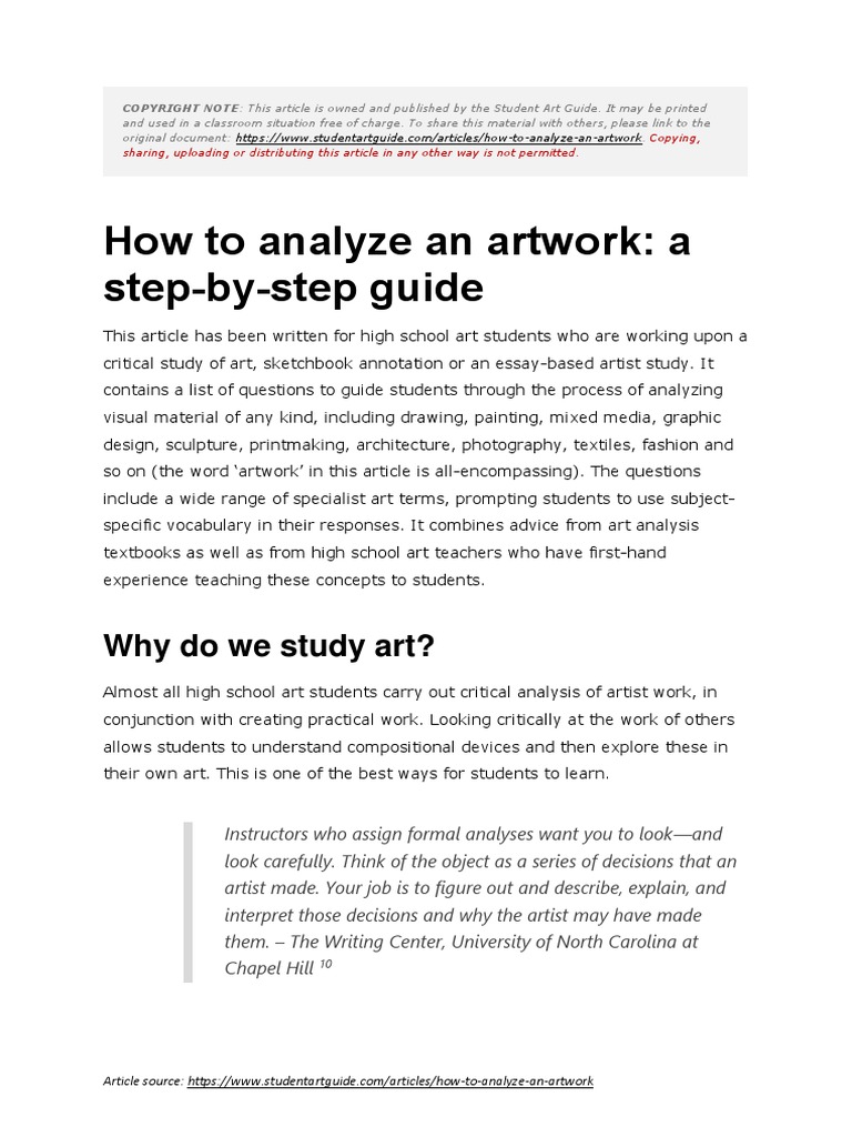 Art Analysis Worksheet | PDF | Composition (Visual Arts) | Color