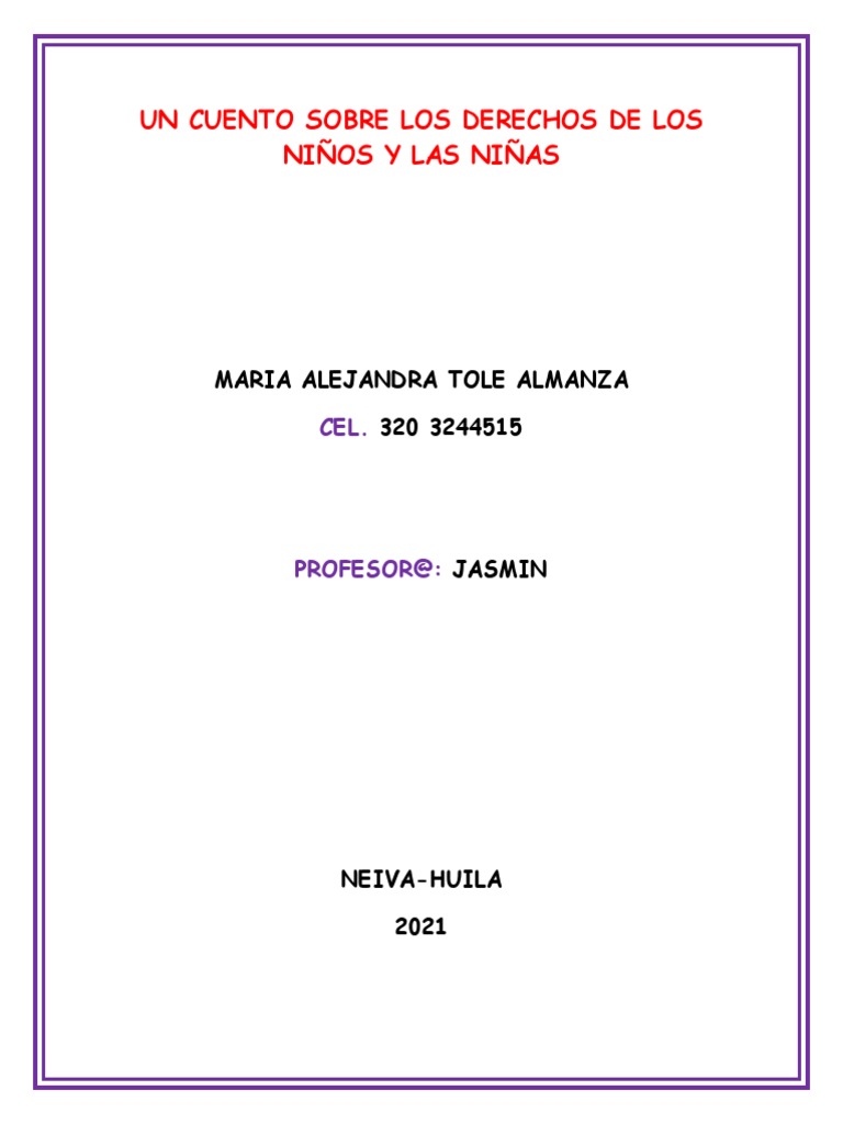 Cuento Corto Sobre Los Derechos De Los Niños Pdf