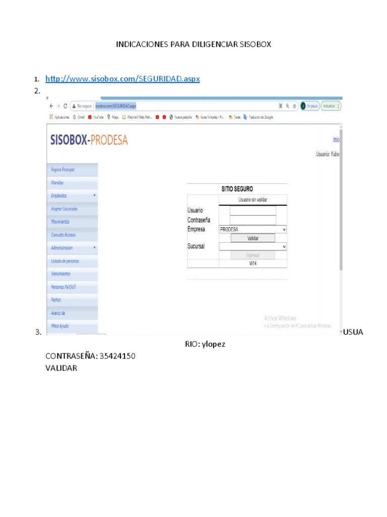 Indicaciones para Diligenciar Siso Box | PDF