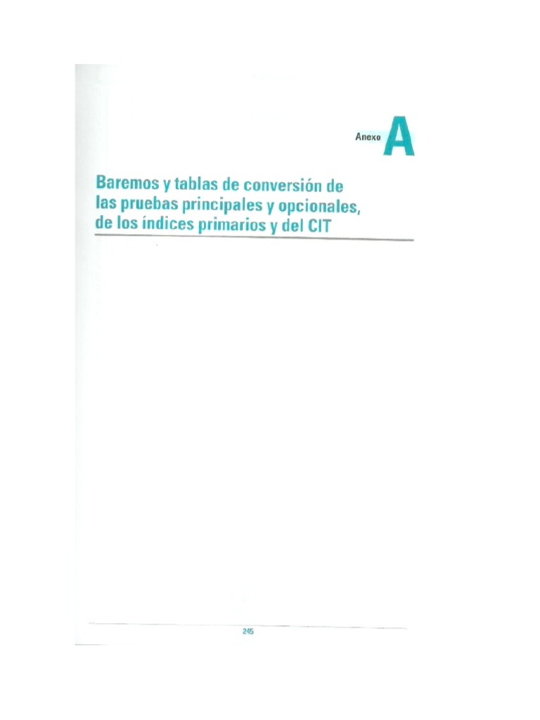 Baremos y Tablas de Conversion Wisc V | PDF