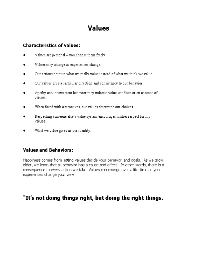 Understanding Personal Values and Behavior | PDF | Self-Improvement