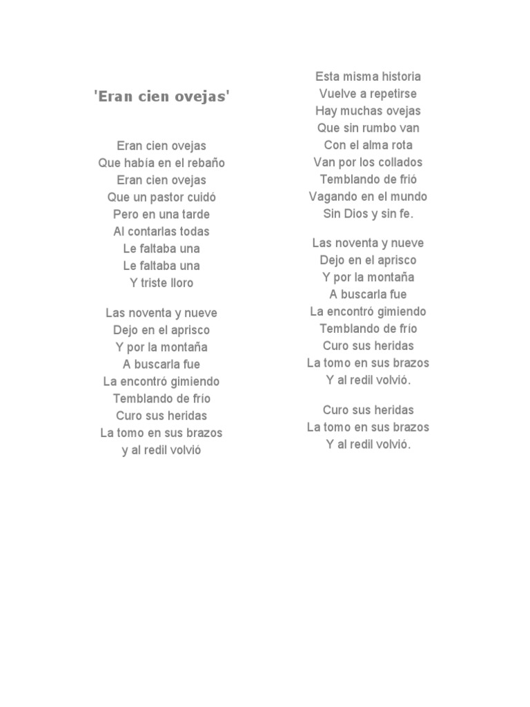 Letra de "Eran cien ovejas" | PDF | Cristo (título) | Jesús