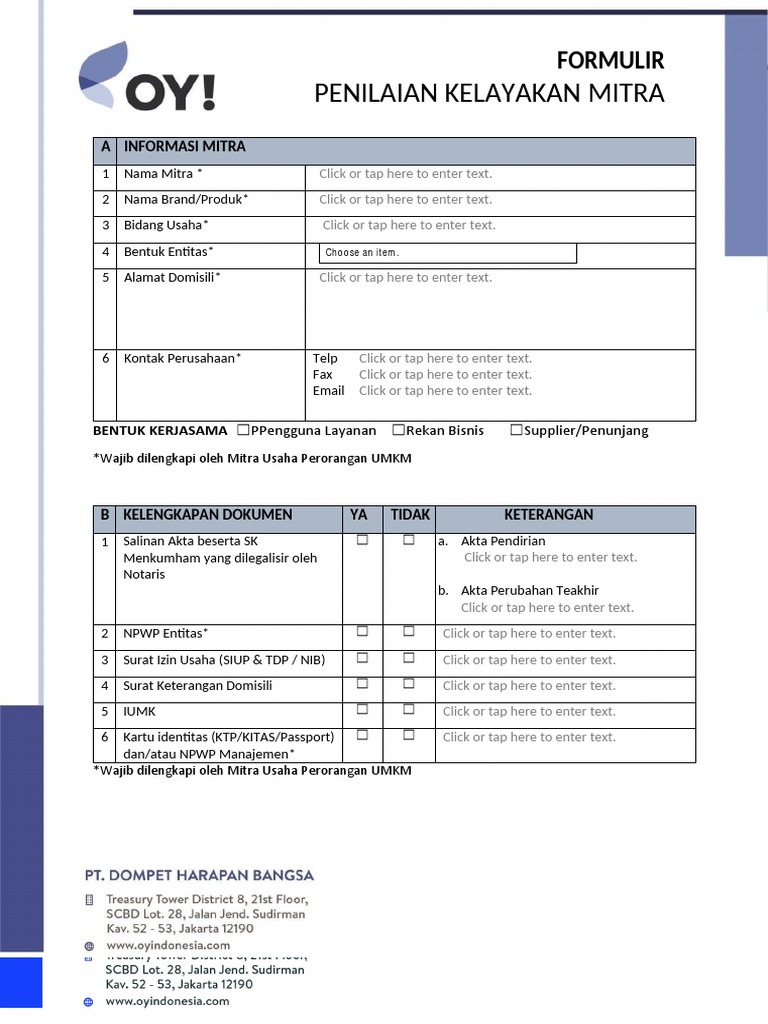 Formulir Kelayakan Mitra | PDF
