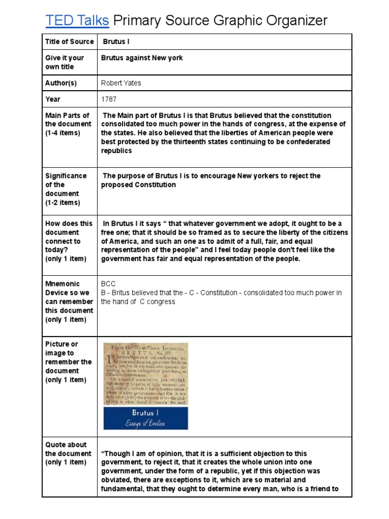 Dalila Barragan - Ted Talks Primary Source Graphic Organizer | PDF ...