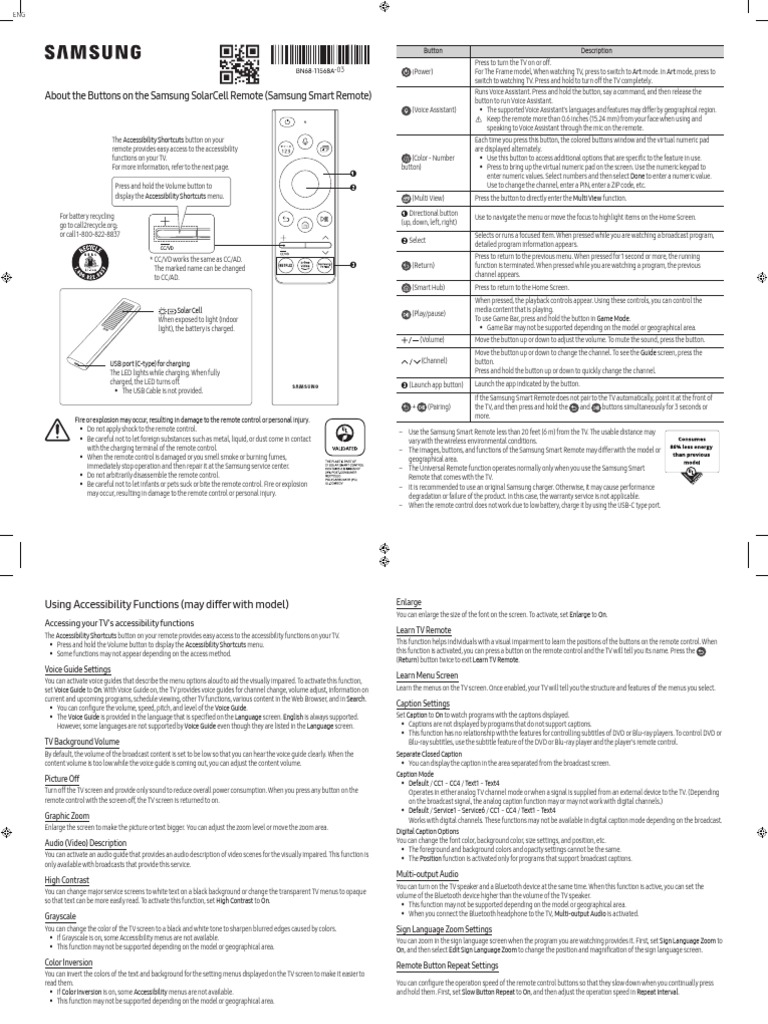 About The Buttons On The Samsung Solarcell Remote (Samsung Smart Remote ...