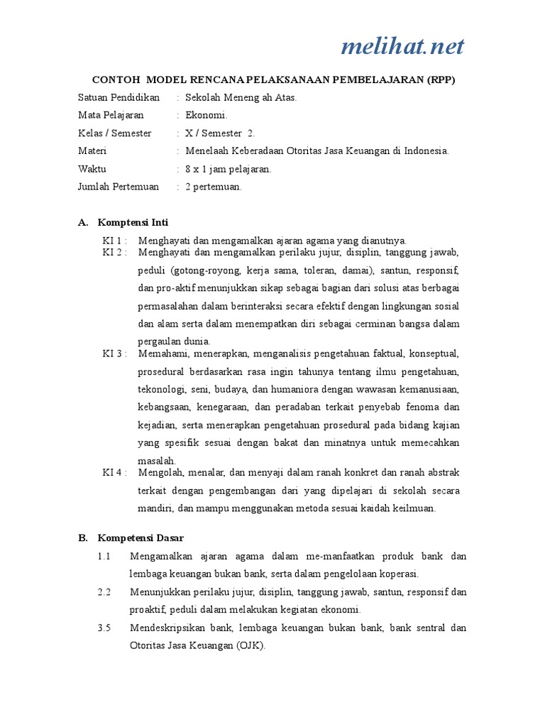 Contoh RPP Bab 2 KP 2 | PDF