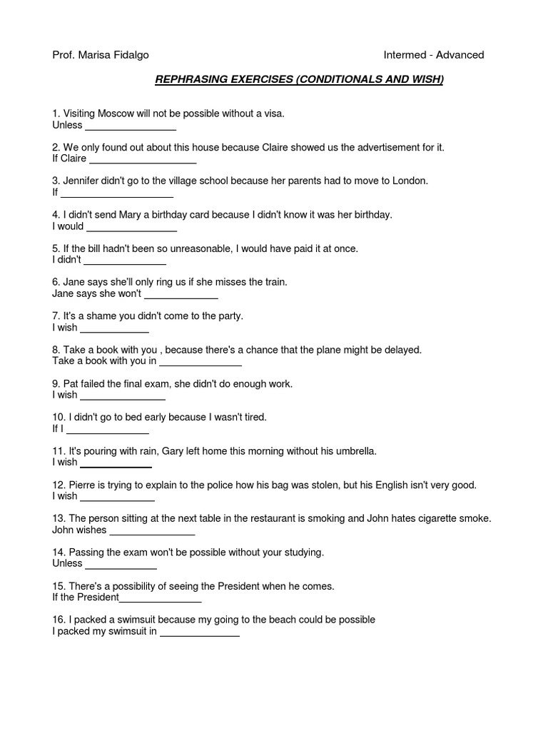 Rephrasing Conditionals Wish | PDF