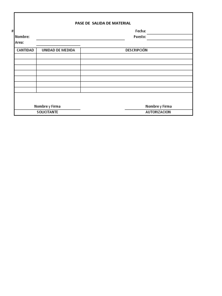 Pase de Salida de Material | PDF