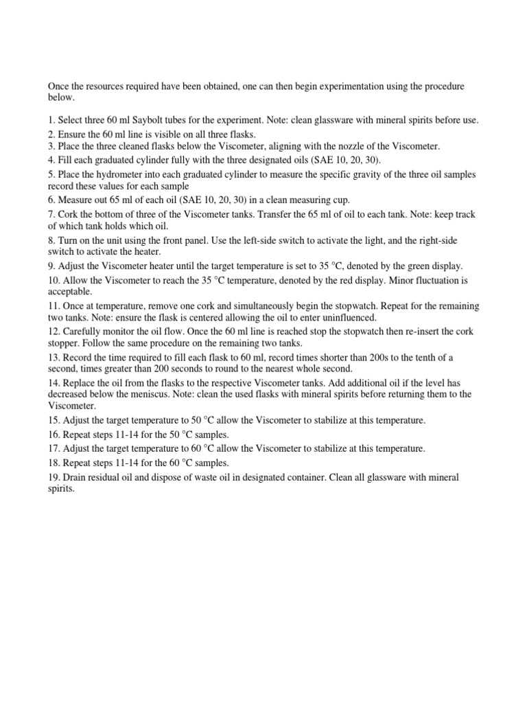 Viscometer Viscosity Measurement Procedure | PDF