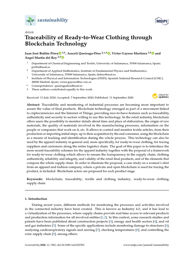 Traceability of Ready-to-Wear Clothing Through Blockchain Technology ...