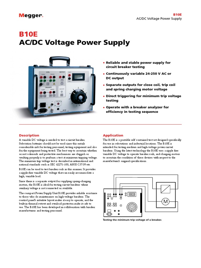 Megger B10E Brochure | PDF | Power Supply | Electric Motor