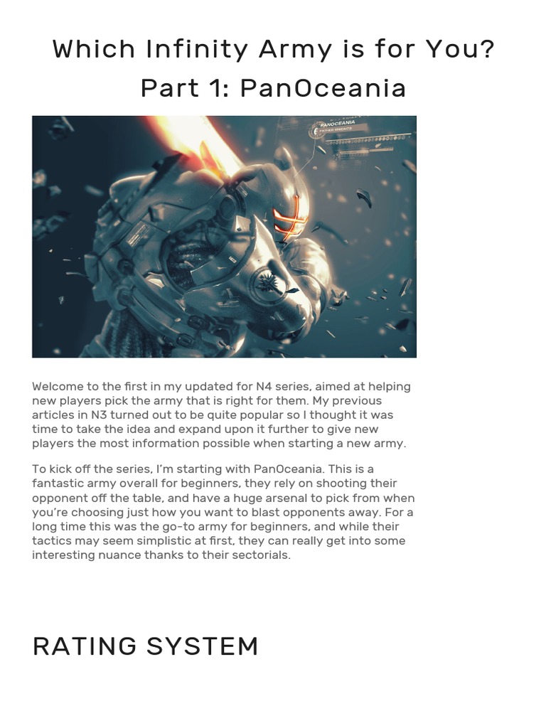 Which Infinity Army Is For You - Part 1 - PanOceania | PDF | Army ...