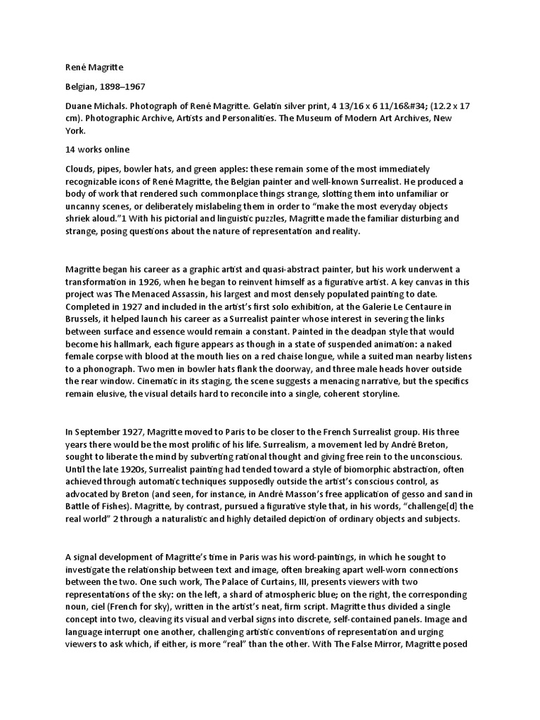 René Magritte | PDF | Surrealism | Paintings