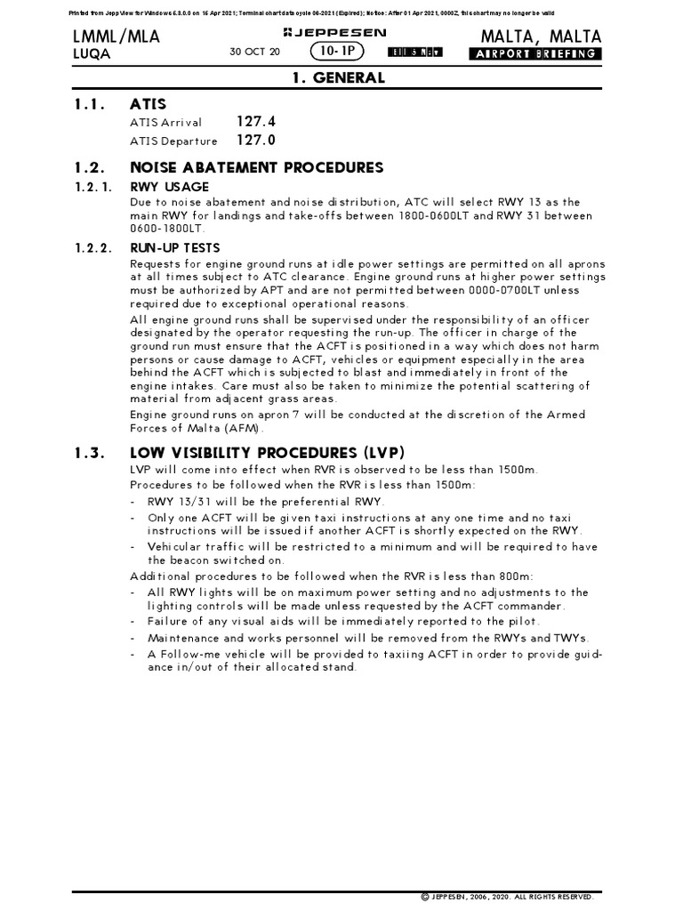 Lmml/Mla: Malta, Malta | PDF | Air Traffic Control | Instrument Flight ...