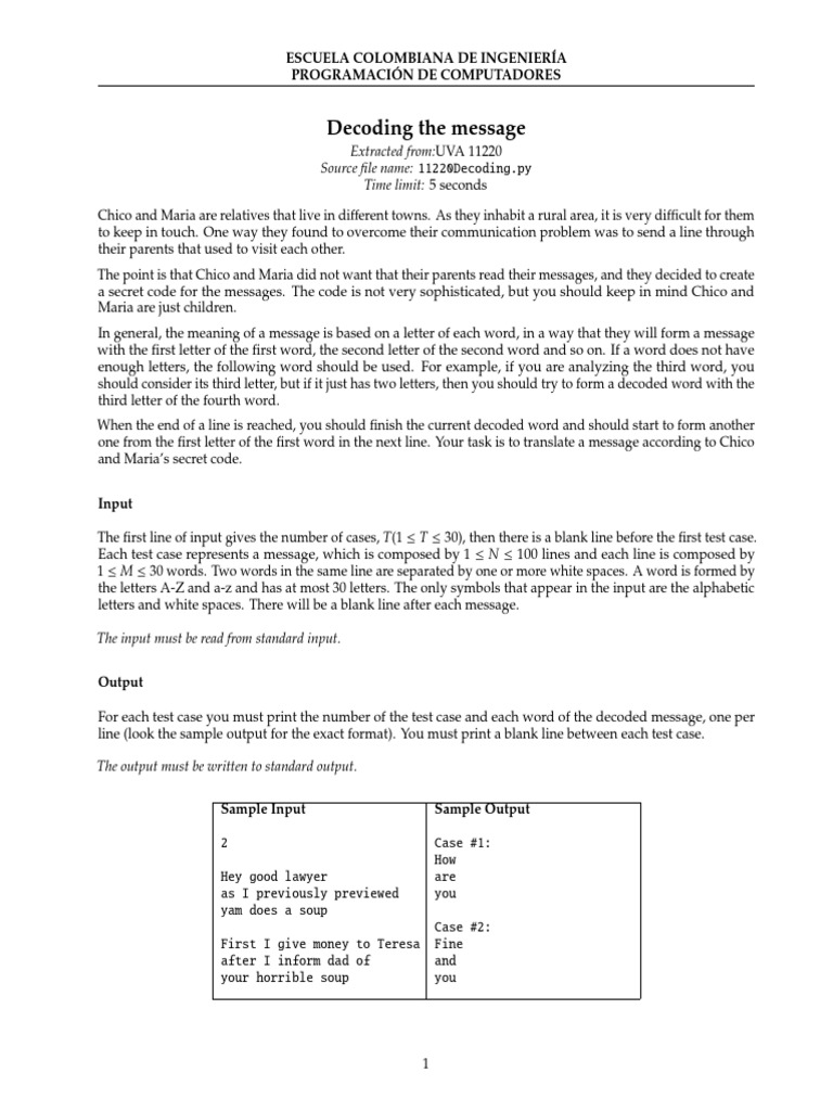 Decoding The Message: Escuela Colombiana de Ingenier Ia Programaci On ...