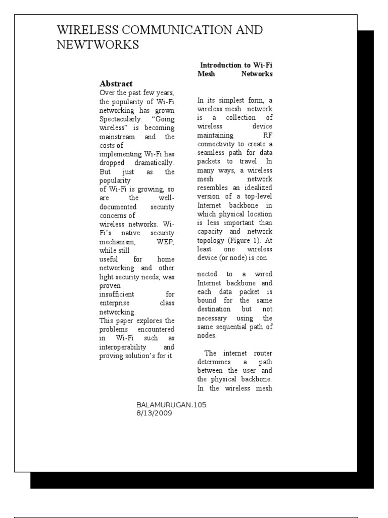 Wireless Communication and Newtworks: Introduction To Wi-Fi Mesh ...
