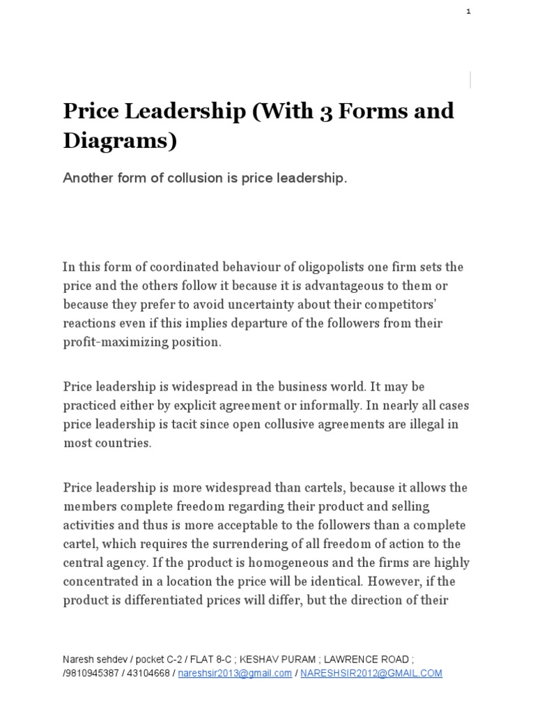 Price Leadership Models in Oligopoly | PDF | Demand | Oligopoly