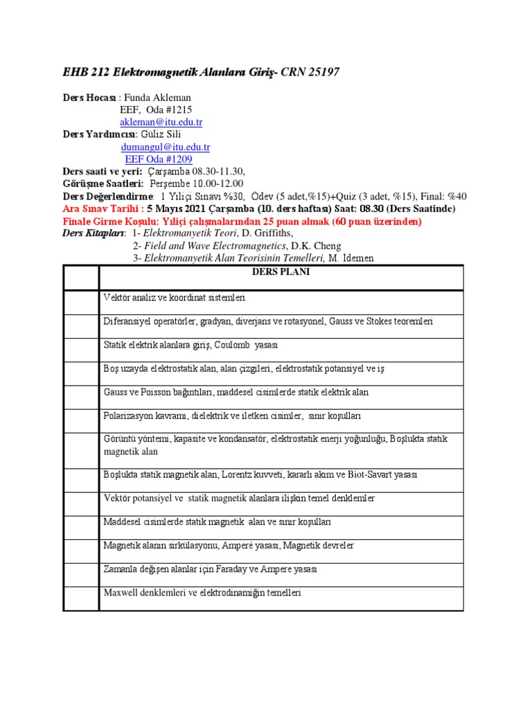 DersPlanı EMAG2020-2021 | PDF