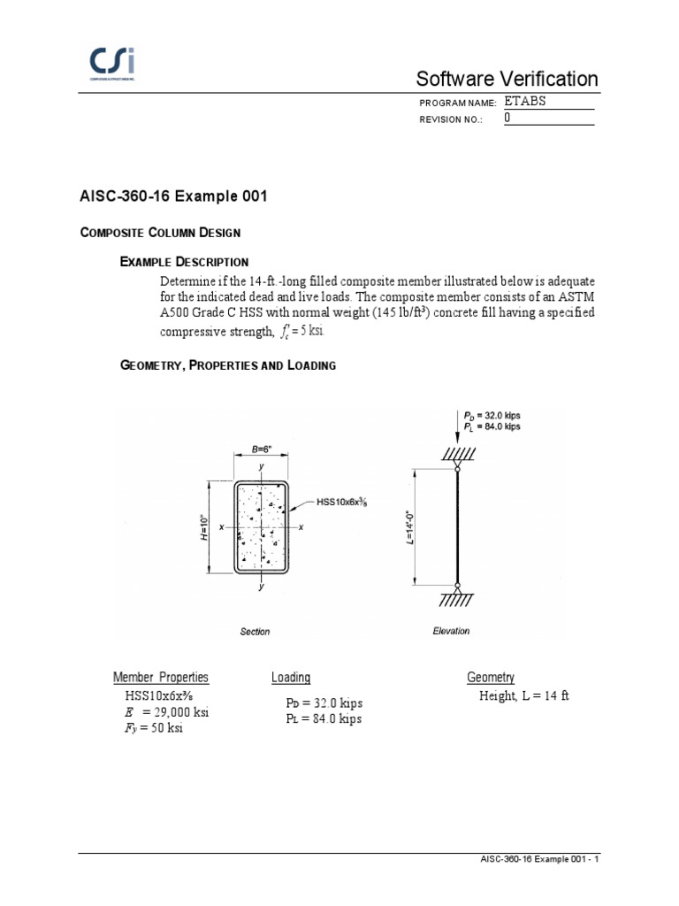 Software Verification: AISC-360-16 Example 001 | PDF | Structural ...