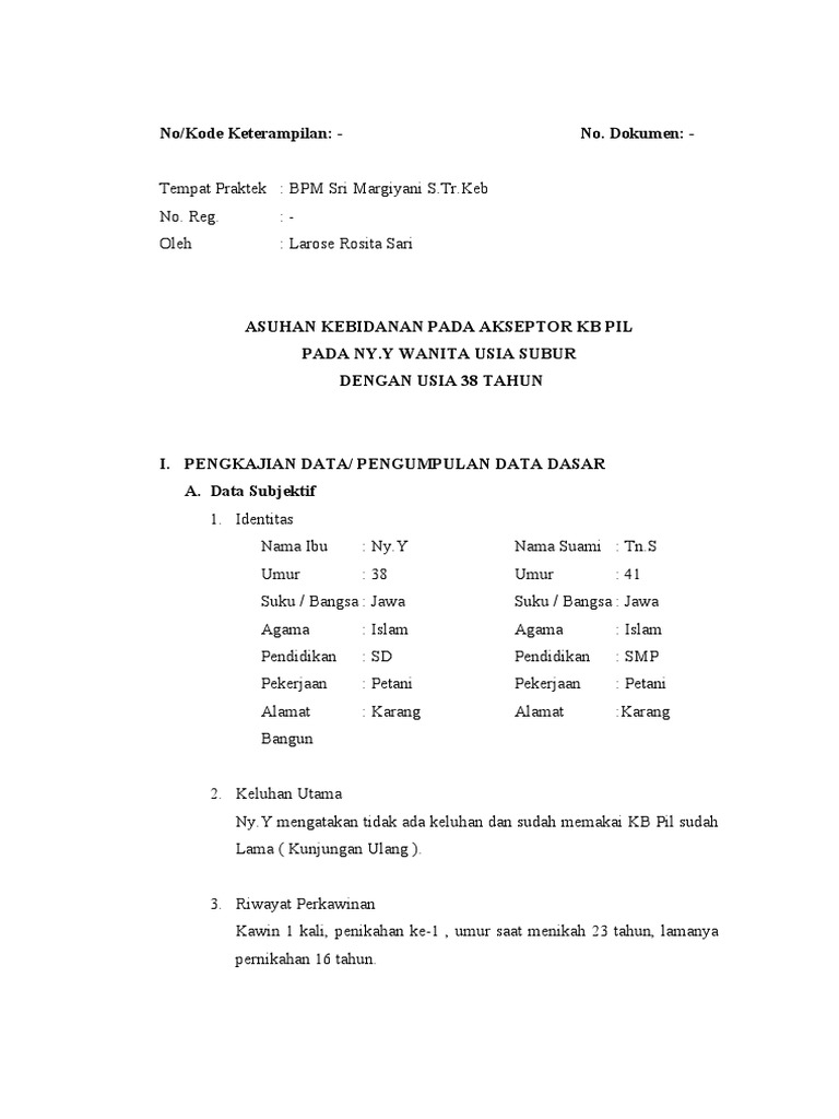 Format Askeb Akseptor KB | PDF