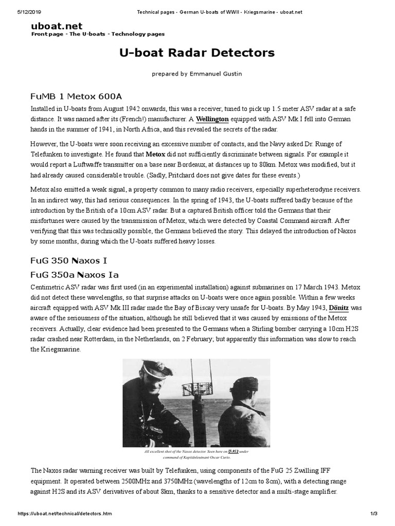 U-Boat Radar Detectors | PDF | Radio Spectrum | Radar
