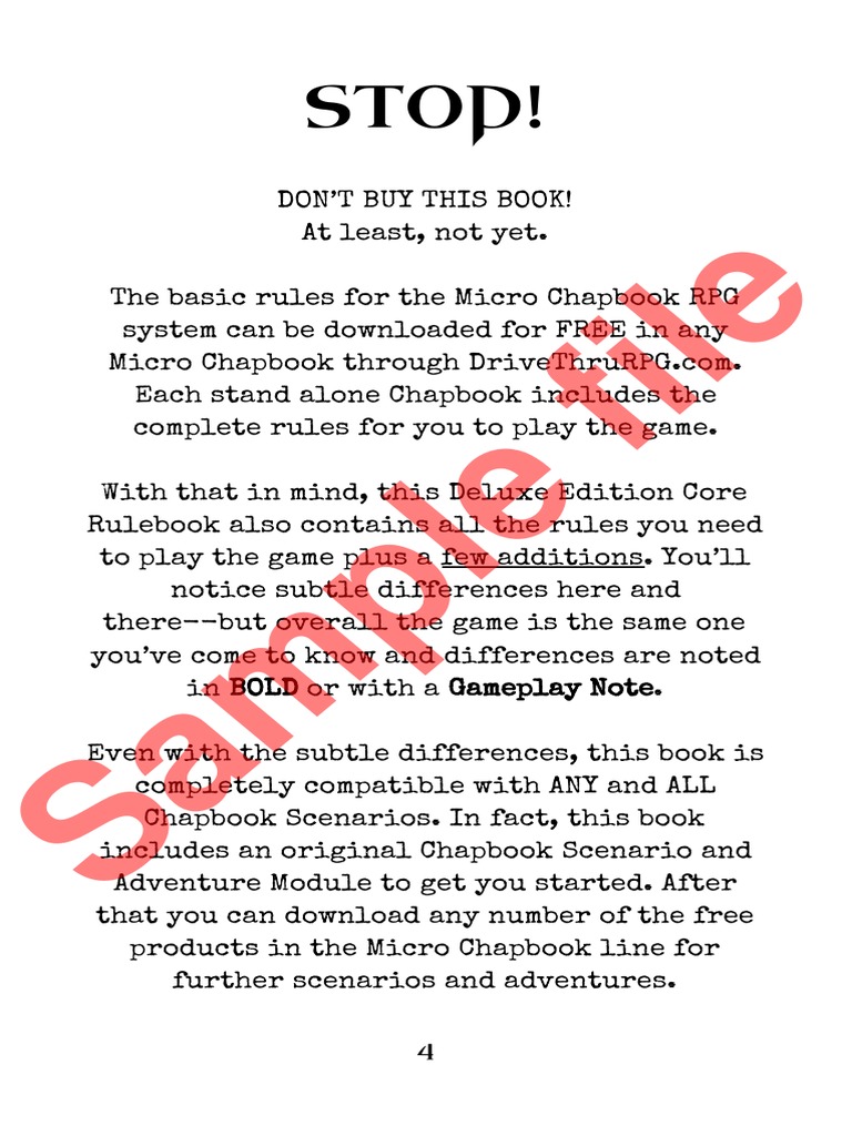 Sample File: Stop! | PDF | Role Playing Games | Leisure Activities