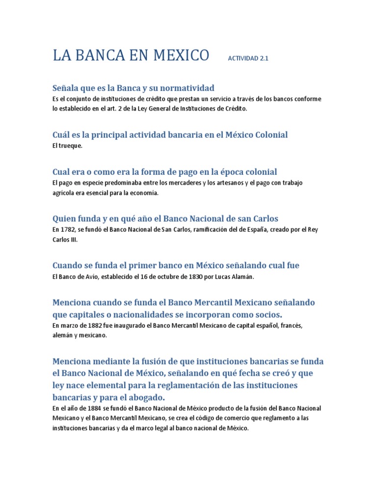 La Banca en Mexico | PDF | Bancos | Economias