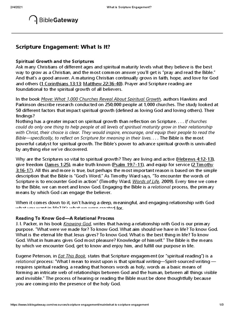 What Is Scripture Engagement | PDF | Bible | Christian Prayer