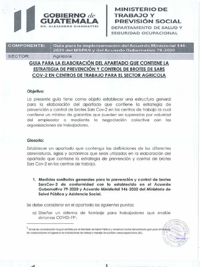 Guía para Centros de Trabajo Sector Agricola | PDF