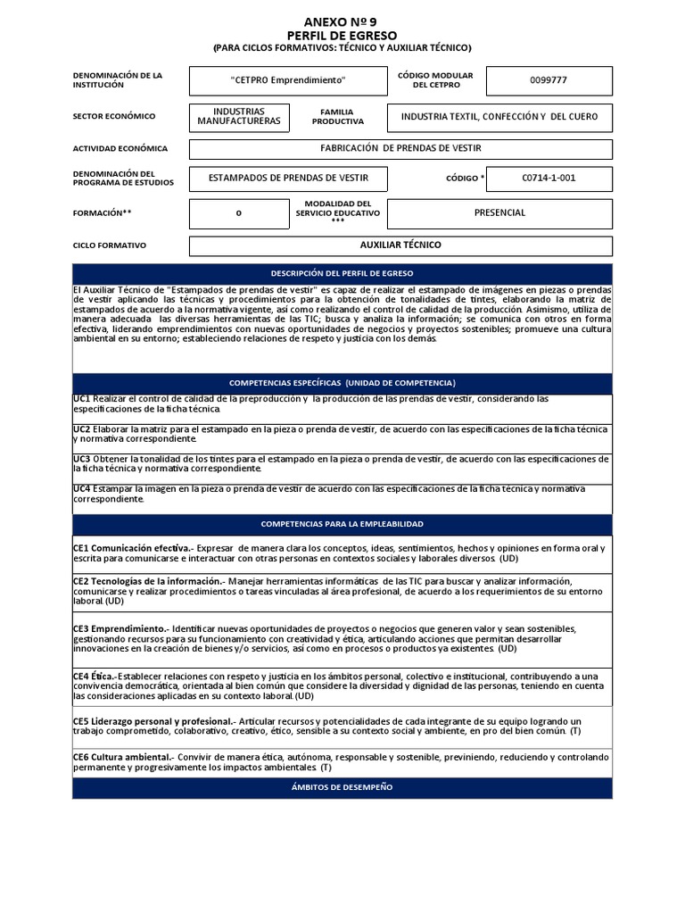 Formato - PE - CETPRO - Lleno Total - Material Referencial | PDF | Iniciativa empresarial ...