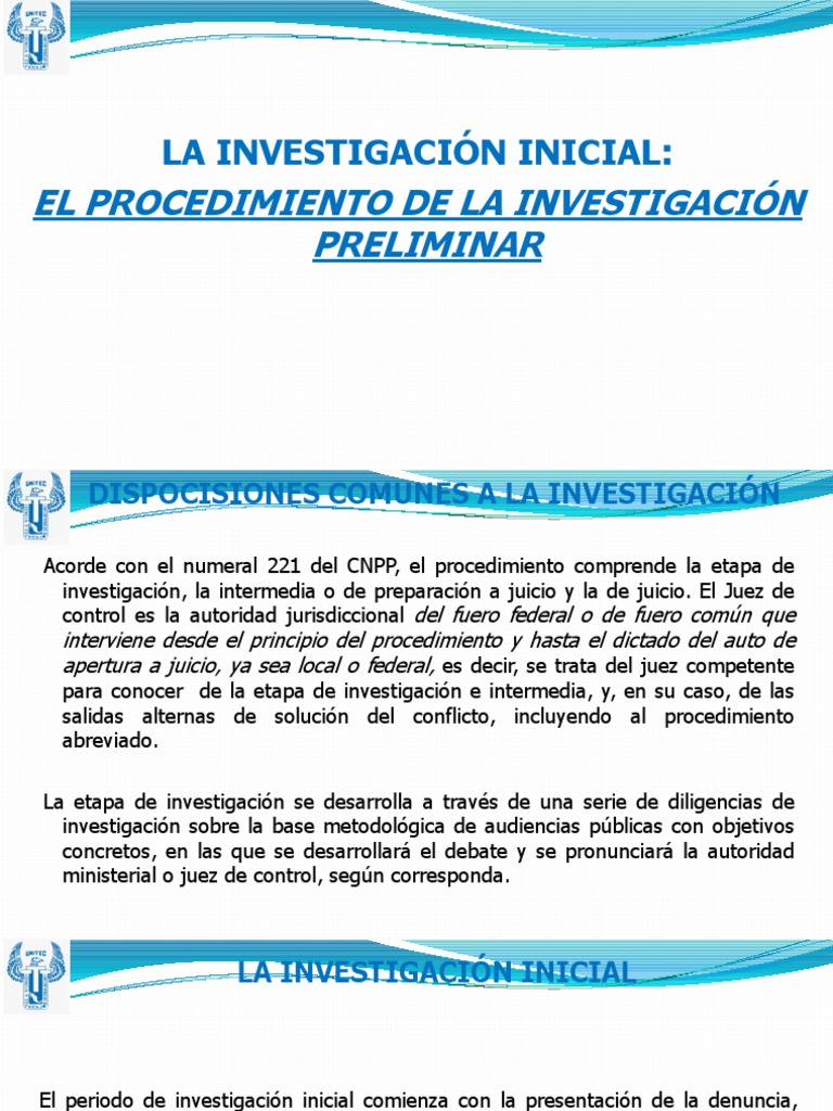 Clase 3 Procedimiento de La Investigación Preliminar, La Investigación ...