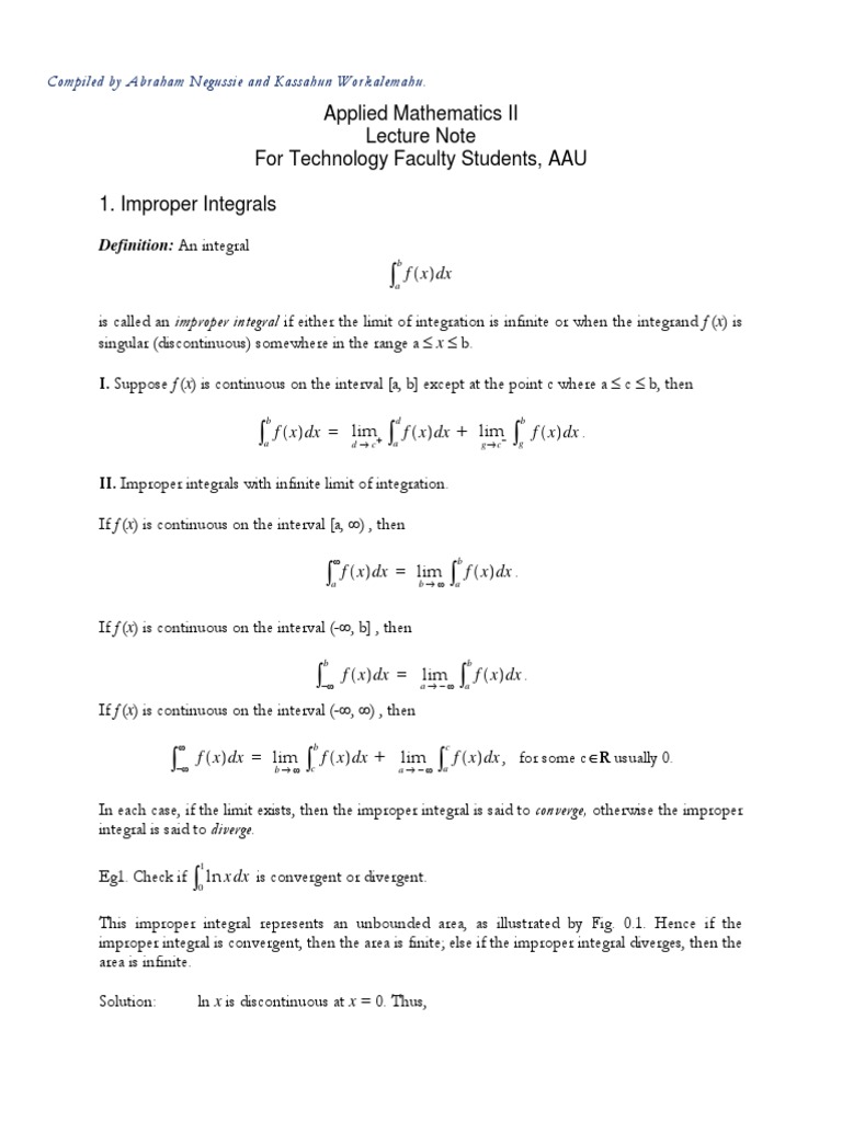 Applied Mathematics II Lecture Notes | PDF | Sequence | Series ...