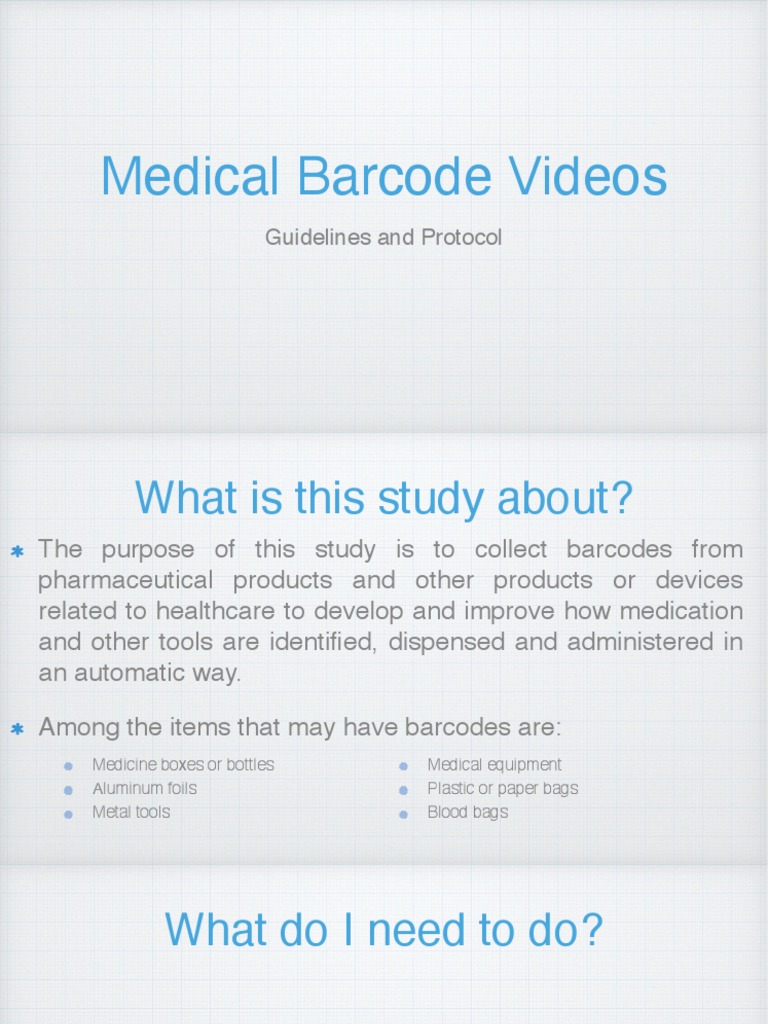 Medical Barcode Videos: Guidelines and Protocol | PDF | Barcode ...
