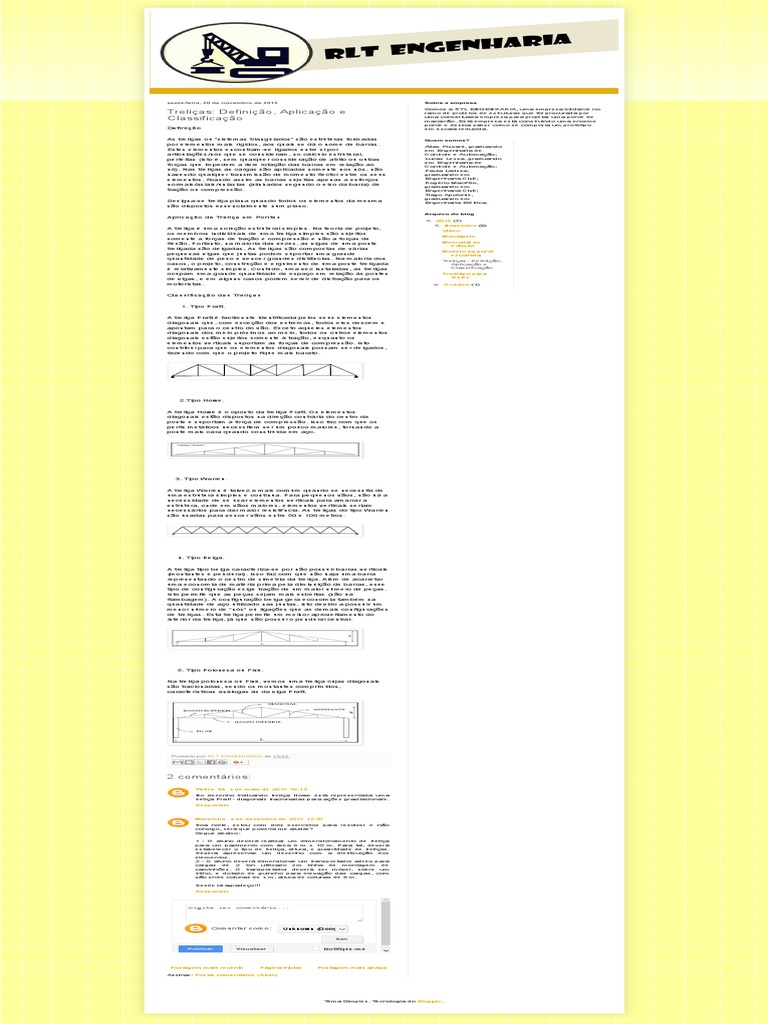 Treliças: Tipos e Aplicações Estruturais | PDF | Treliça | Ponte
