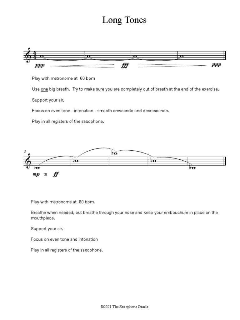 Saxophone Long Tone Exercises Guide | PDF