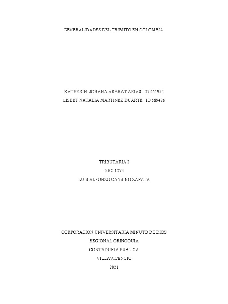 Generalidades Del Tributo en Colombia | PDF | Derecho