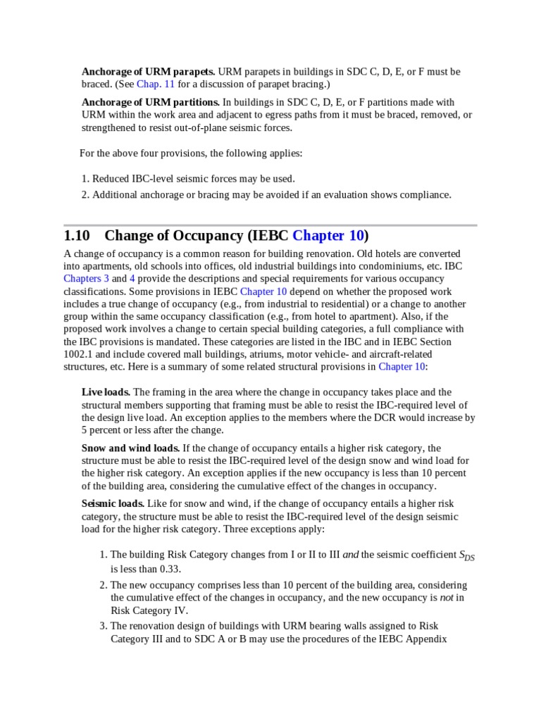1.10 Change of Occupancy (IEBC) : Chap. 11 | PDF | Business