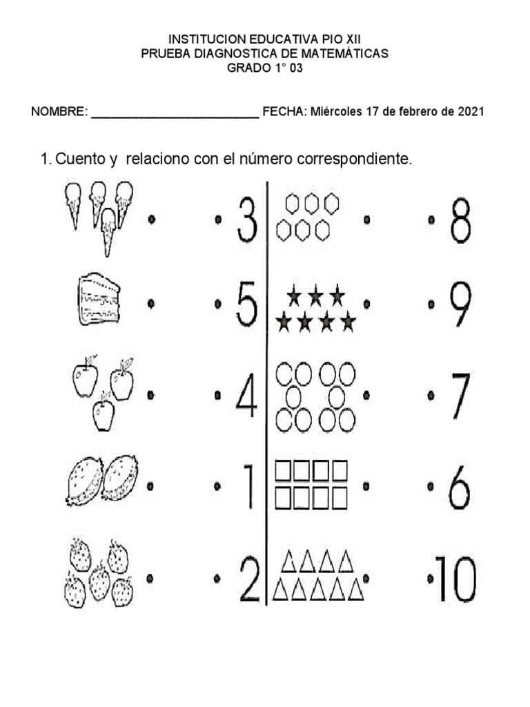 Prueba Diagnostica de Matematicas | PDF
