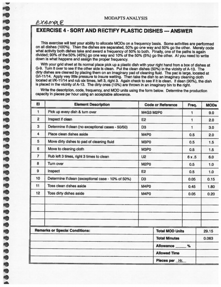 MODAPTS Example 2 | PDF