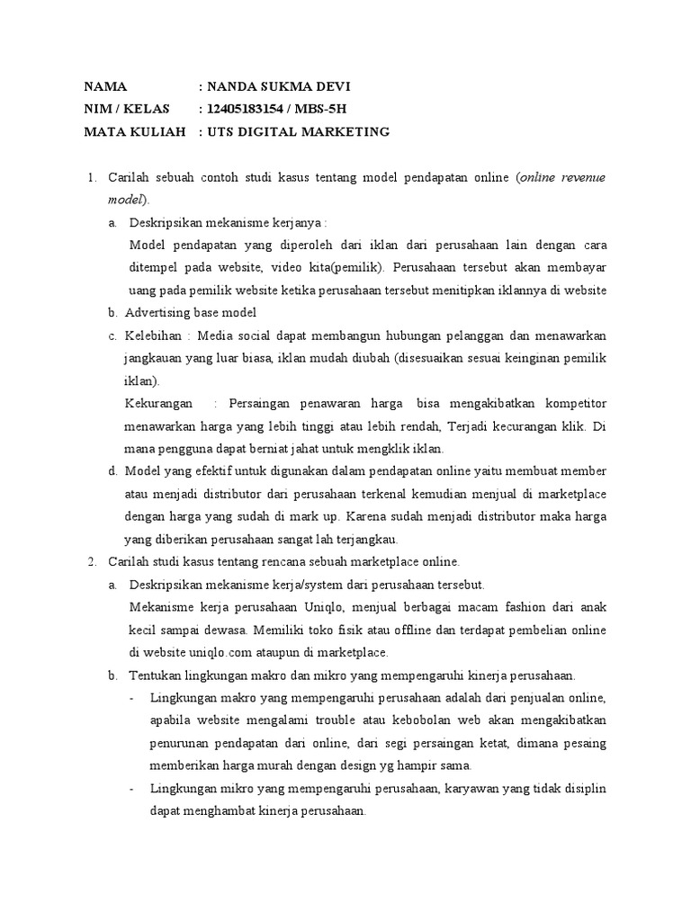 Uts Digital Marketing | PDF | Komputer