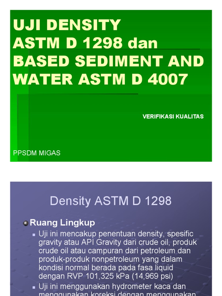 Uji Densitas Dan BSW (Verifikasi Kualitas) | PDF