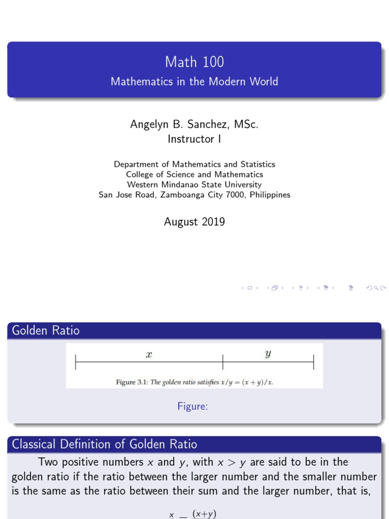 Math 100: Mathematics in The Modern World | PDF | Ratio | Rectangle