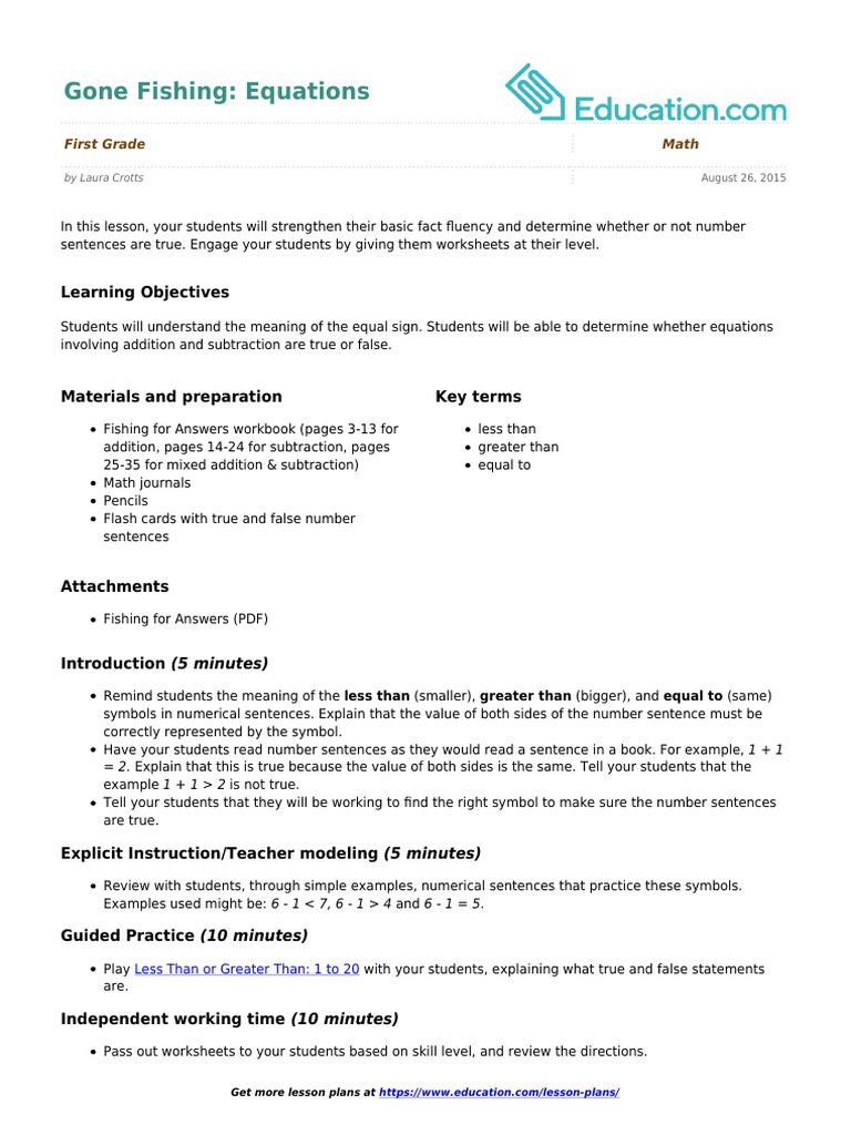 Gone Fishing | PDF | Worksheet | Numbers