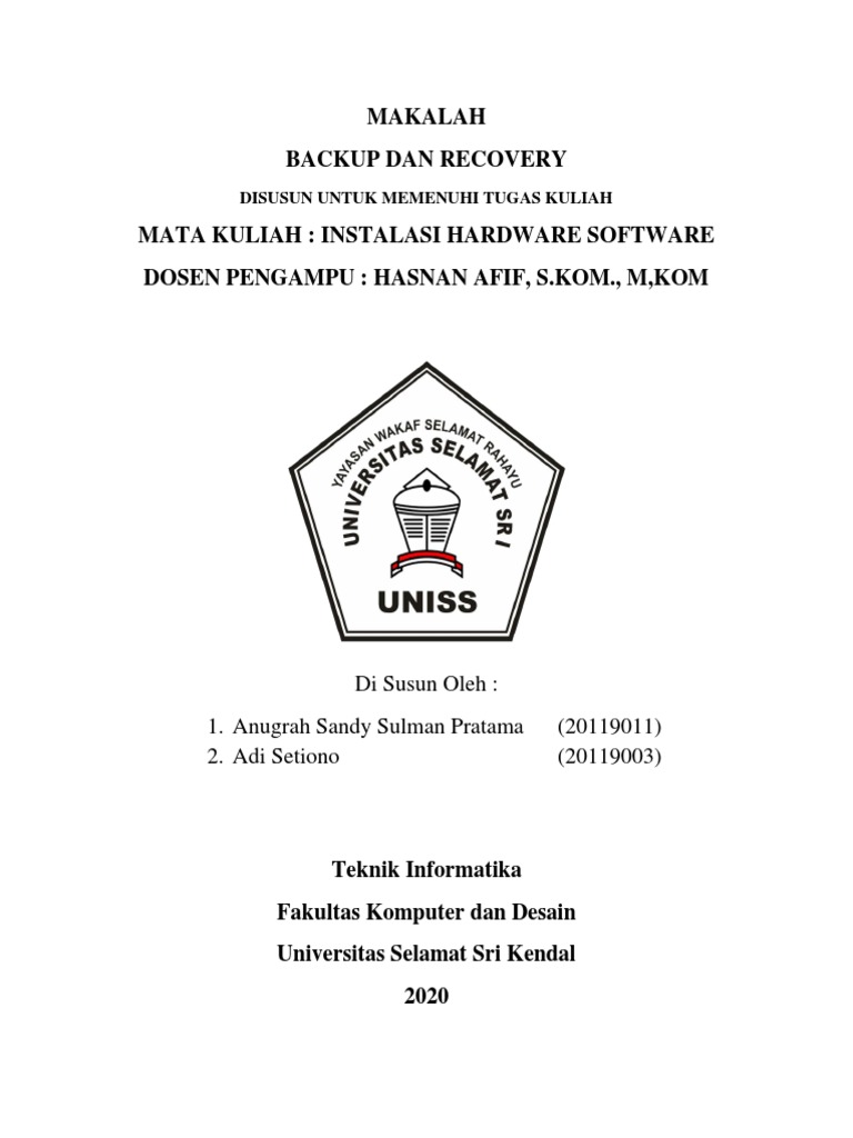 Makalah Backup Dan Recovery | PDF Makalah Backup Dan Recovery | PDF