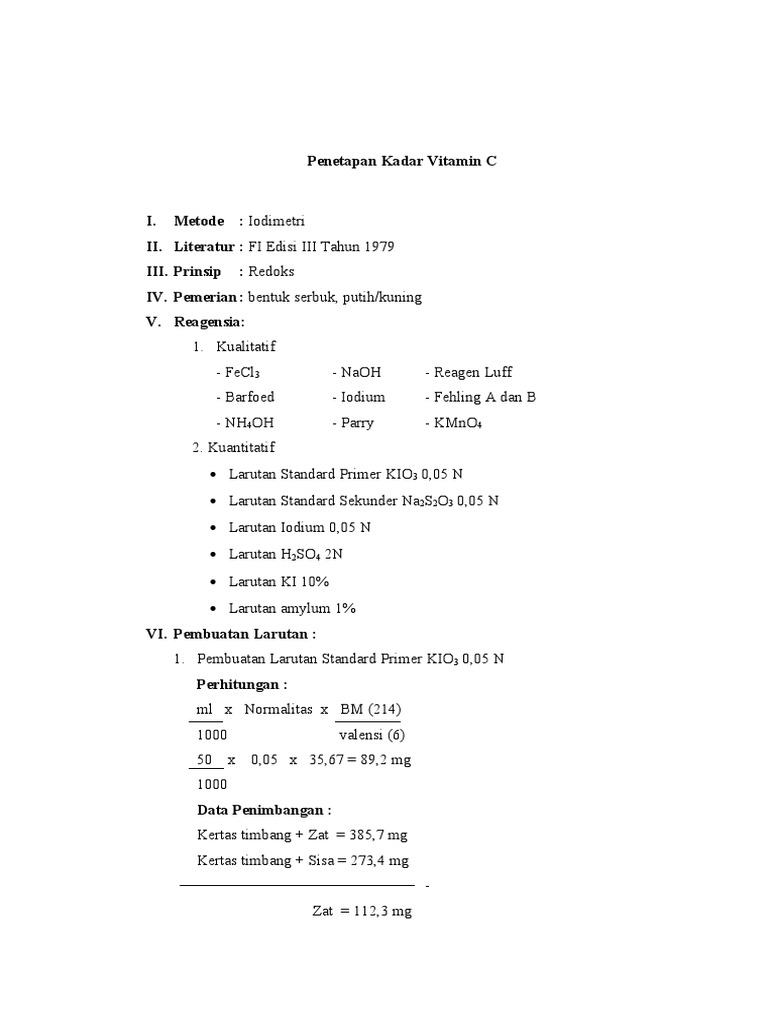 Penetapan Kadar Vitamin C | PDF