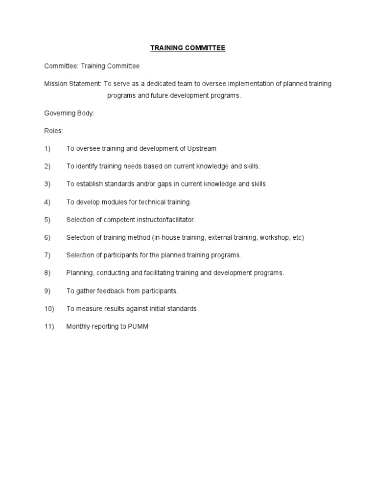 Training Committee | PDF | Government | Business
