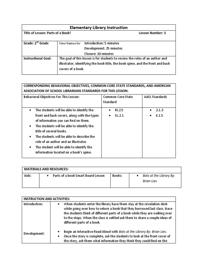 Parts of A Book 2nd Grade | PDF | Books | Libraries