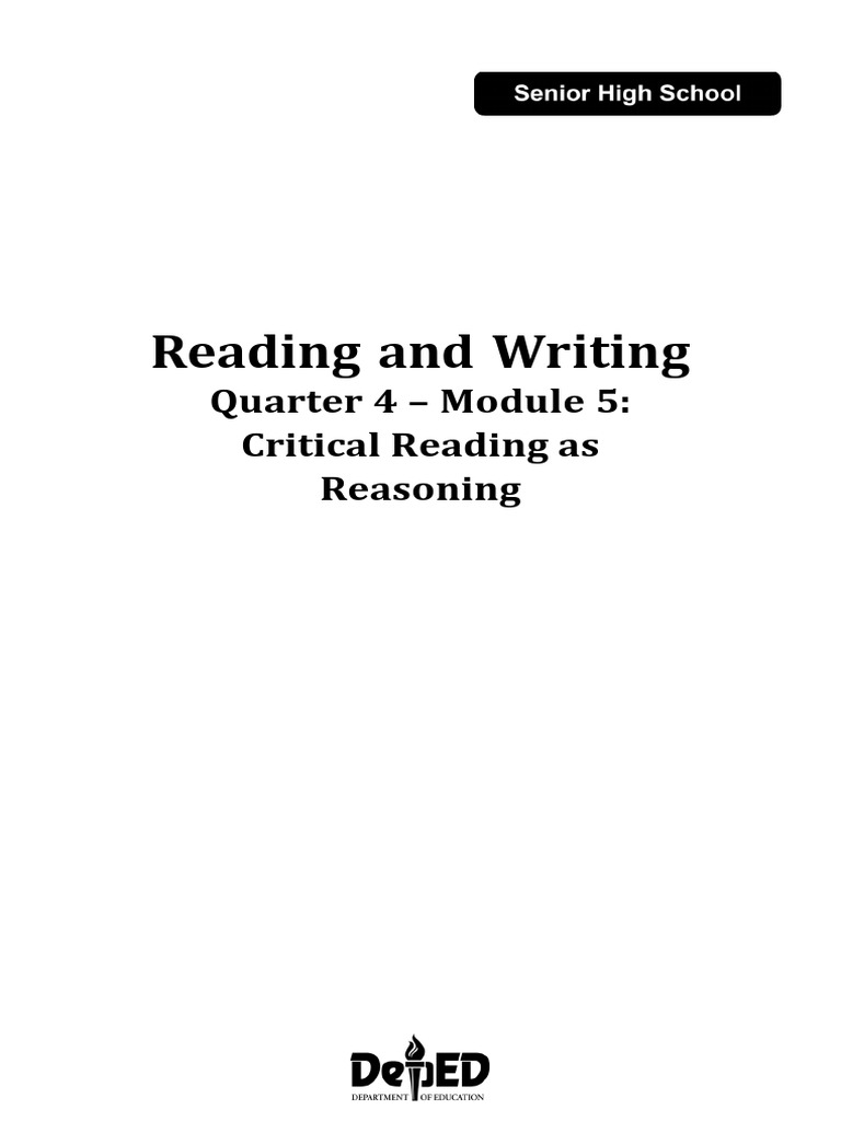 RWS Q3M5 Critical Reading As ReasoningTO SEND | PDF | Reason | Writers